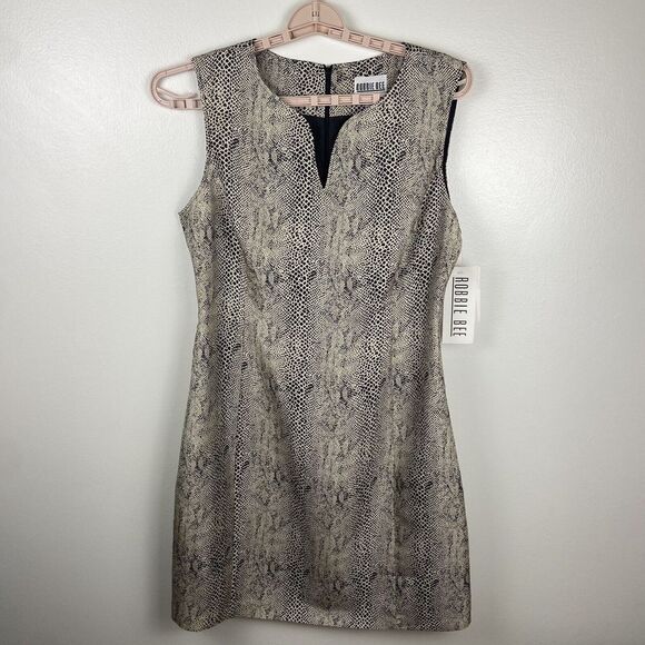 Robbie Bee | Dresses | New Robbie Bee Dress Womens 4 Beige Black Animal ...